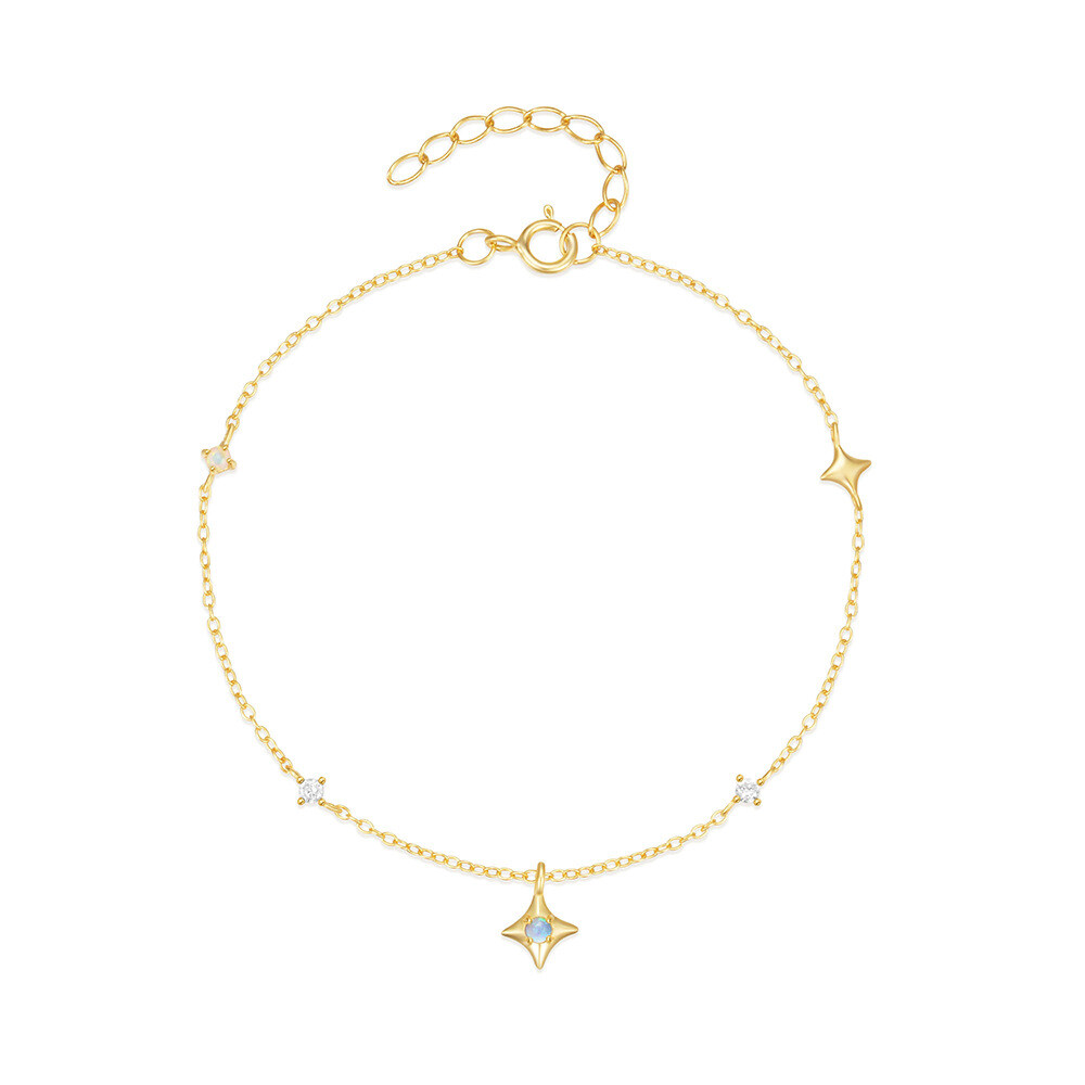 Wholesale Sterling Silver Four-Point Star Opal Charm Bracelets